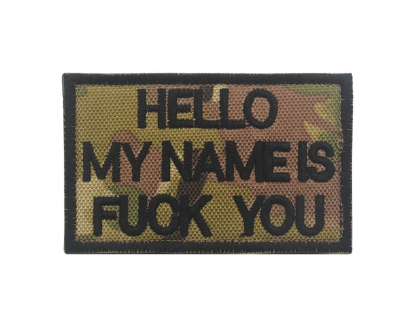 Hello My Name Is Funny Saying Biker MC motorcycle Camo Patch Applique ...