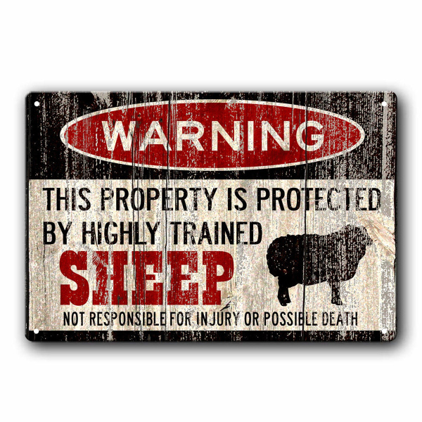 Funny Sheep Sign Sheep Warning Sign Vintage Tin Metal Sign Bar Club ...