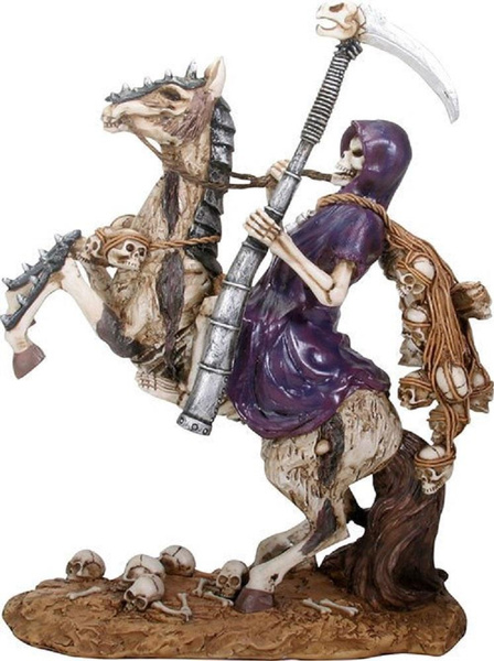 Santa Muerte Saint Death Skeleton Grim Reaper in Purple Riding Horse ...