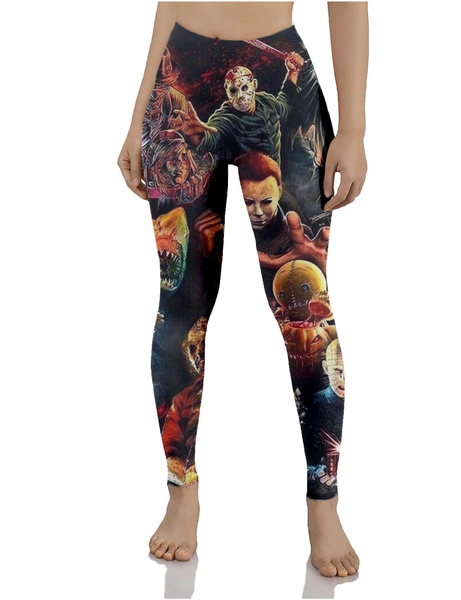 men Ladies Fashion horror movies pattern print Long Skinny Pants Sexy ...