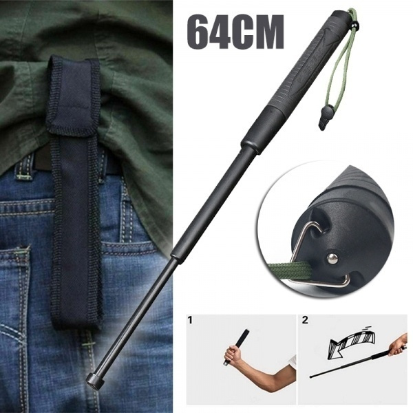 Portbale Three-Section Stick Telescopic Pole Expandable Baton for Self ...