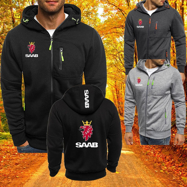 SAAB Spring Hoodie Coat Zip up Jacket Warm Sweatshirt For Men | Wish