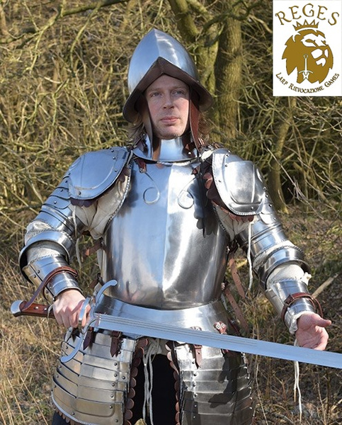 Original Infantry Half Armour with Morion Helmet Polished Steel Helm ...