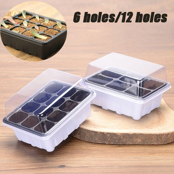 6/12 holes Planting Seed Tray Kit Plant Germination Box with Dome and ...