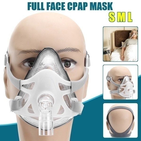 S-L Full Face CPAP Mask Silicone Gel Masks Ventilator Mask Mouth & Nose ...