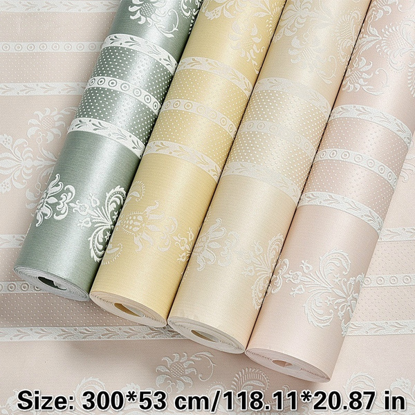 3D Damask Embossed Wallpapers Self-Adhesive Non-woven Wall Stickers ...