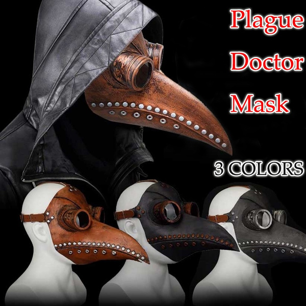 3 Colors Steampunk Plague Doctor Bird Beak Mask, Medieval Bubonic ...