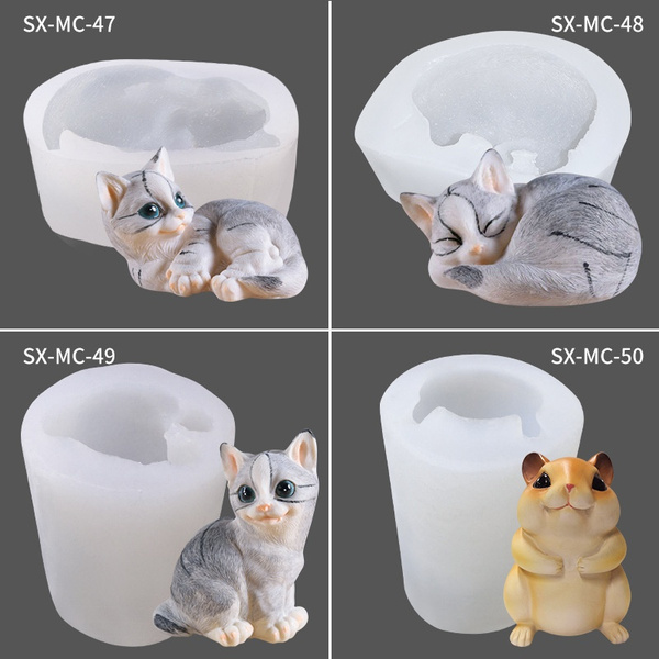 Cat and Mouse Cute Pet Animal Mousse Cake Silicone Mold Ice Cream Ice ...