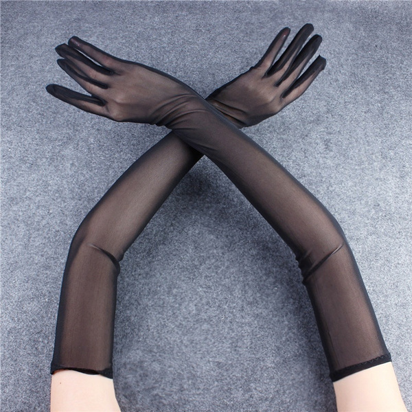 Women Long Gloves Mesh Evening Party Black Sheer Wedding Retro Punk | Wish