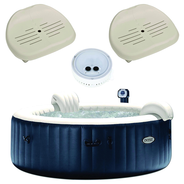 Intex PureSpa Inflatable 6 Person Hot Tub, Battery LED Light, Spa Seat ...