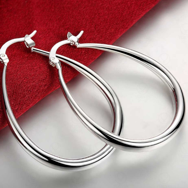 925 Silver Earrings Jewelry Gift for Women Loop Earing silver Hoop ...