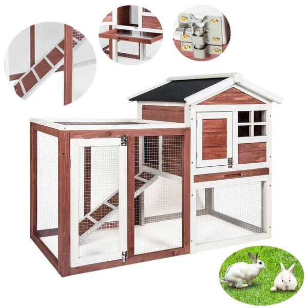 Outdoor Rabbit Hutch Small Animal House Pet Cage Wood Wooden House ...