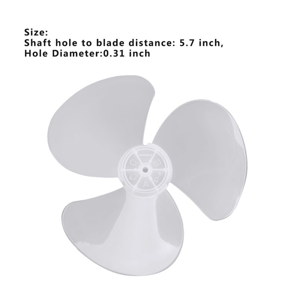 12 Inch Fan Blade 3 Leaves Plastic White Fan Blade Replacement without ...