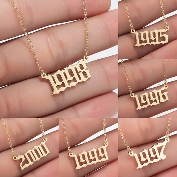 Fashion Special Date Year Number Necklace for Women Men 1980-2019 ...