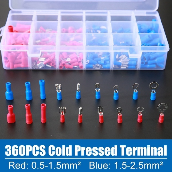 360PCS 0.5-2.5mm Electrical Connectors Insulated Cold-pressed Terminals ...