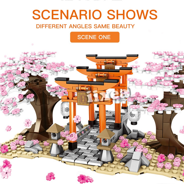 647pcs SEMBO Street View Building Blocks Cherry Blossom Season Sets ...