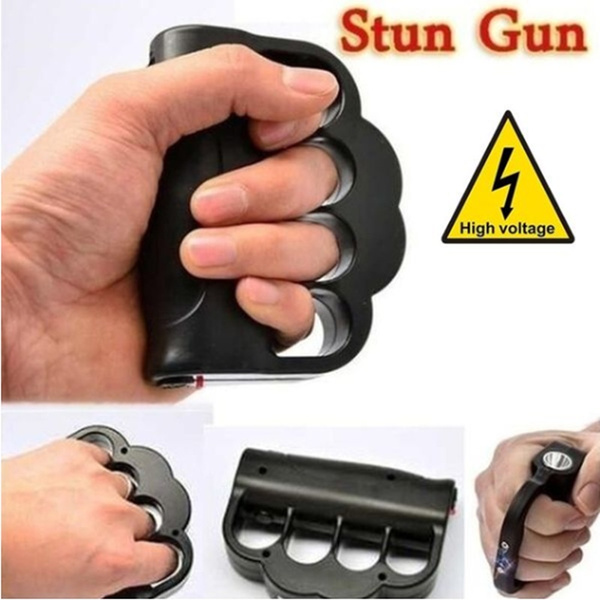 2020 Double Strike Electric Shock Stun Gun with LED Flashlight Self ...