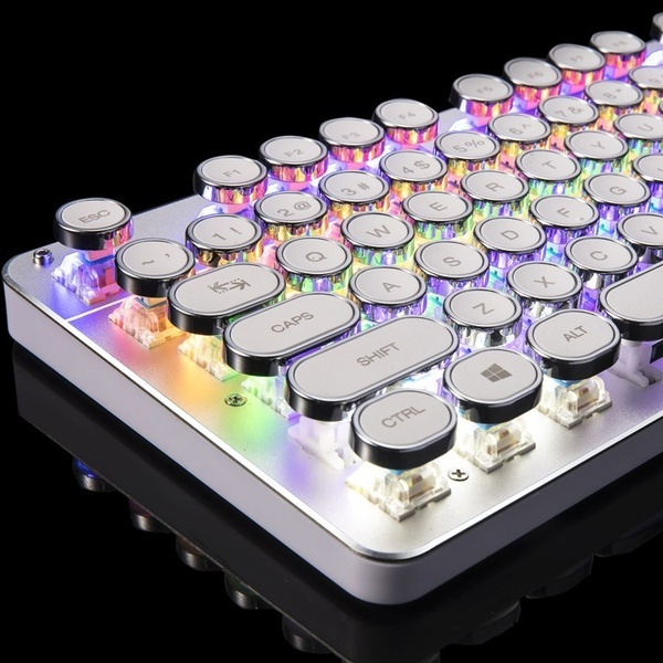 104 Keys Steampunk Mechanical Keyboard Multicolor Backlight Typewriter ...