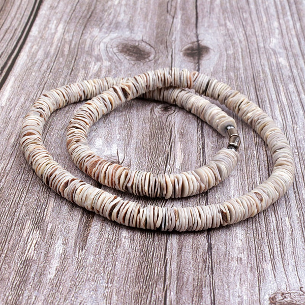 Gray Shell Necklace for Men & Women, Real Seashell Necklaces with Round ...