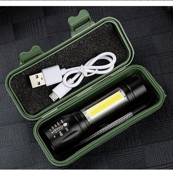 Multi-functional LED COB Torch Flashlight USB Rechargeable Powerful COB ...