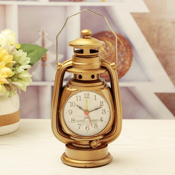 Vintage Alarm Clock Retro Oil Lamp Alarm Clock Watch Table Kerosene ...