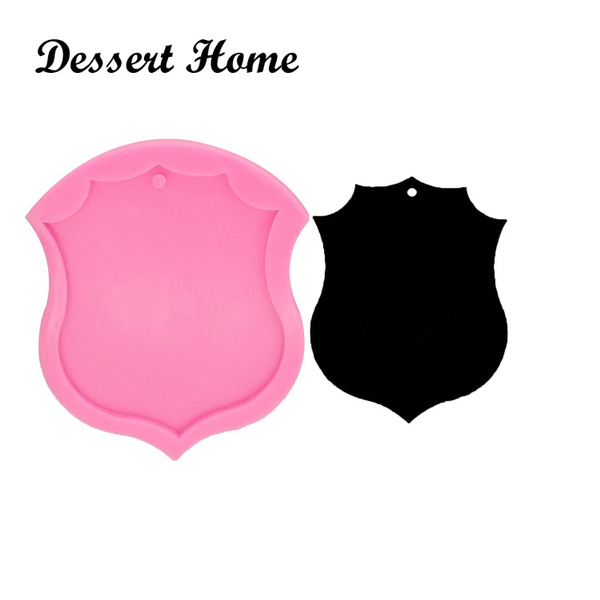 Shiny police badge silicone mold for Key chain Pendant with hole ...