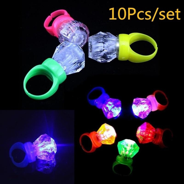 10 pcs Multi-color Bright LED laser Finger Ring Light Lamp Beams Torch ...