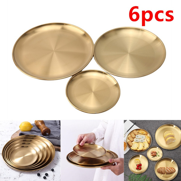6pcs European Style Matte Dinner Plates Gold Dining Plate Serving ...