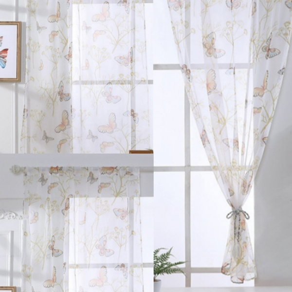 Colored Butterfly Transparent Offset Printing Window Screening Curtain ...