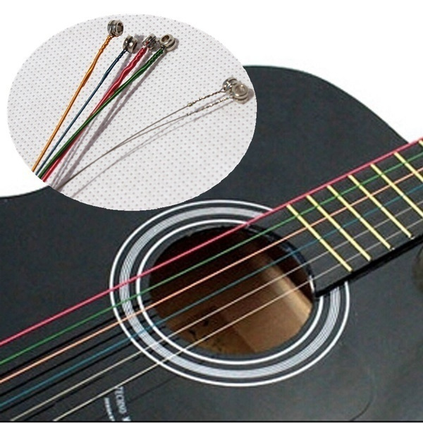 6 Pcs/Set Rainbow Colorful Color Guitar string for Acoustic Guitar ...