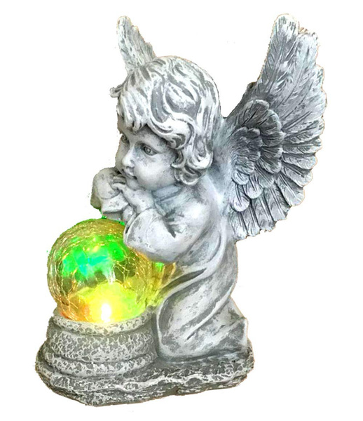 Solar Powered Angel with Solar Glowing Globe LED Garden Light Decor ...