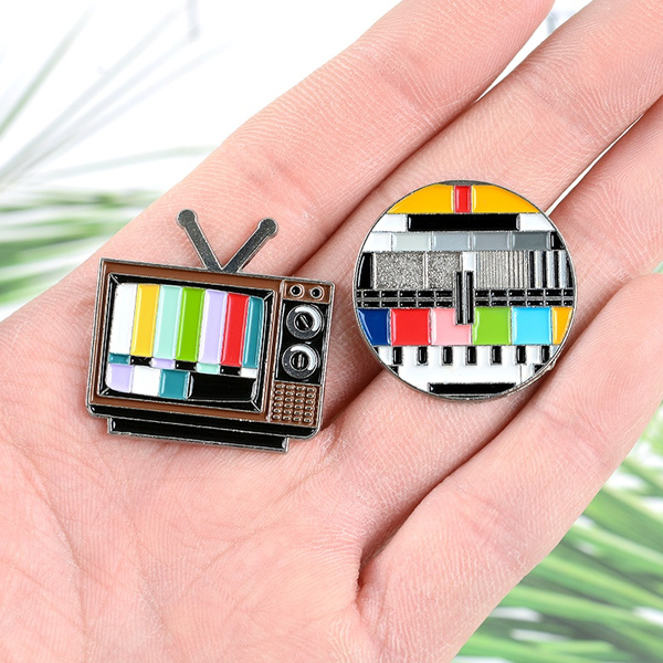 Television Lapel Pin Retro TV Hard Enamel Pin Old-school Rainbow TV ...
