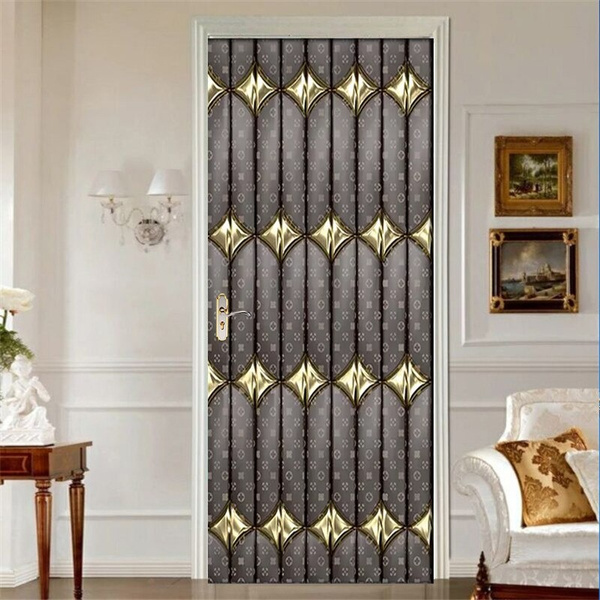 PVC Waterproof Self-adhesive Door Sticker 3D Luxury Soft Package ...