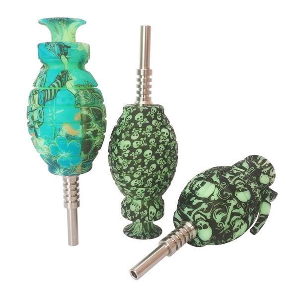 Silicone Water Pipe Bubbler Dab Rig Printing Grenade-shape Dab Wax ...