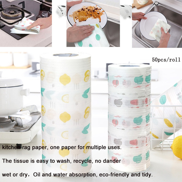 50Pcs/Roll Reusable Kitchen Roll Paper Towels Oil-absorbing Roll Paper ...