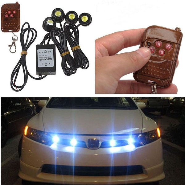4in1 Hawkeye LED Wireless Control Strobe Lights DRL Wireless Remote ...
