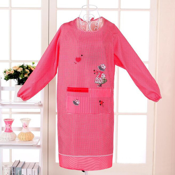Waterproof and Anti Fouling Kitchen Sleeved Apron Simple Cartoon Smock ...