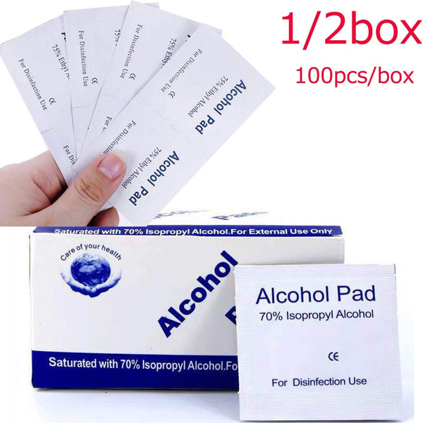 100pcs / Box Alcohol Disinfection Wipes Disposable Outdoor Handle ...