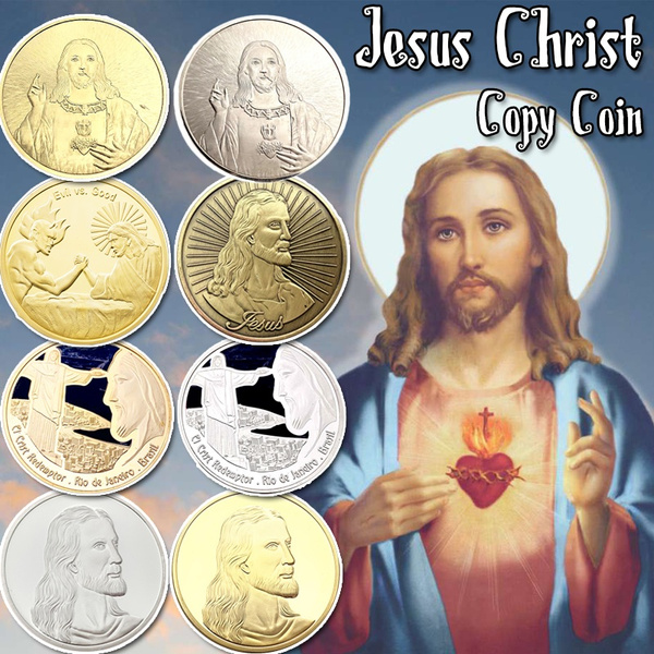 8 Types Jesus Christ Metal Commemorative Coin Jesus Gold Plated Coin ...