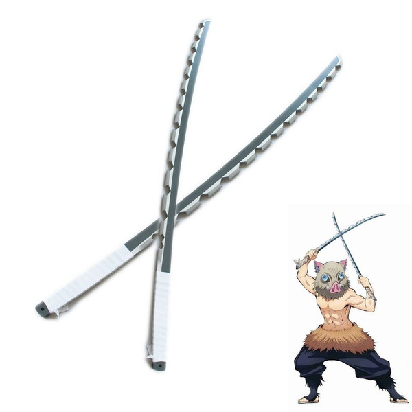Hashibira Inosuke Cosplay Double Sword Anime Costume Weapons Prop Demon ...
