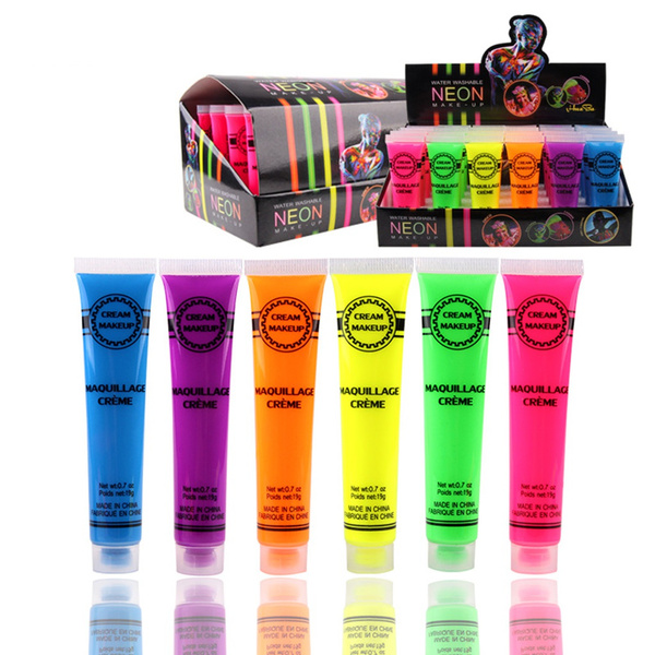6 Pcs Set Face & Body Paint Neon Glow in the Dark for Rave Festival ...