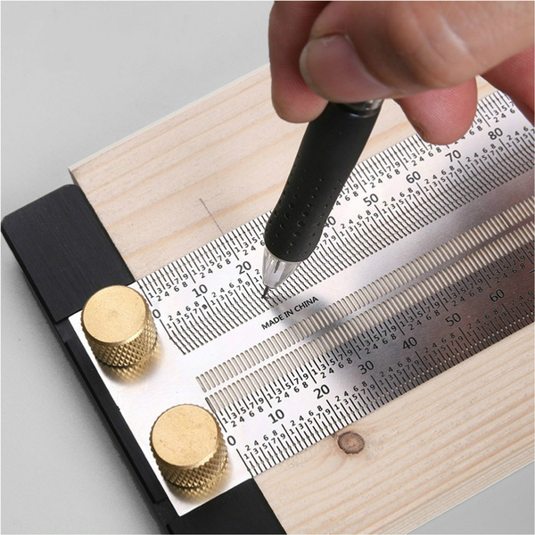 High-precision Scale Ruler T-type Hole Ruler Stainless Woodworking ...