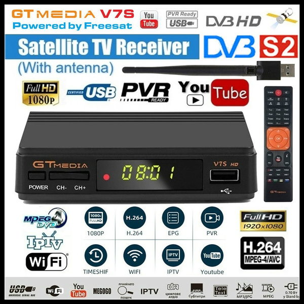 Satellite TV Signal Receiver1080P H.264 Freesat/Gtmedia V7S MPEG4 HD ...