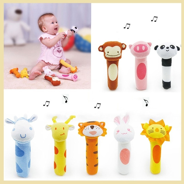 New Baby Toys Hand Grip Rod Toys Educational Toys Rattle Animal Stick ...