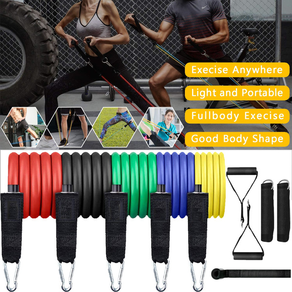 11pcs / Set Natural Rubber Latex Fitness Resistance Bands Exercise ...