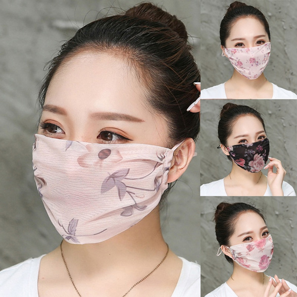 Women Fashion Ultra-thin Chiffon Sunscreen Dustproof Flu Mask ...