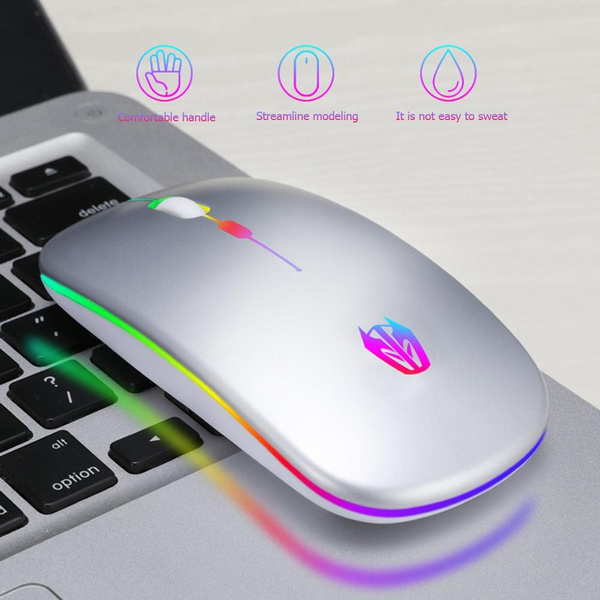 A5 Wireless Mouse 1600 DPI Micro-USB Rechargeable Colorful Breathing ...