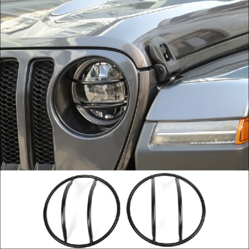 For 2020 Jeep Gladiator JT Black Look HeadLights Protector Guard Trim ...