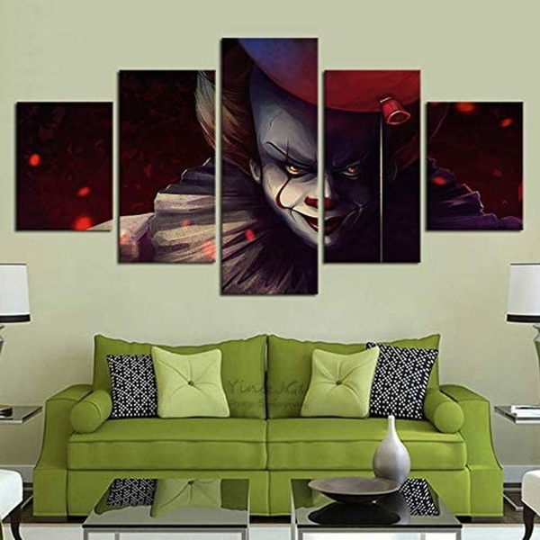 5 Panel Wall Murals It Chapter Two Horror Movie Poster Home Decor Dark ...