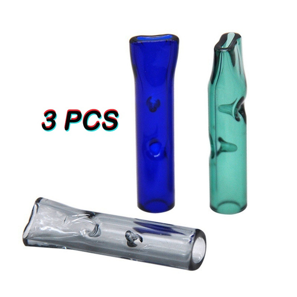 3 PCS Colorful Tobacco Cigarette Holder smoking Tips Flat-Mouth Glass ...